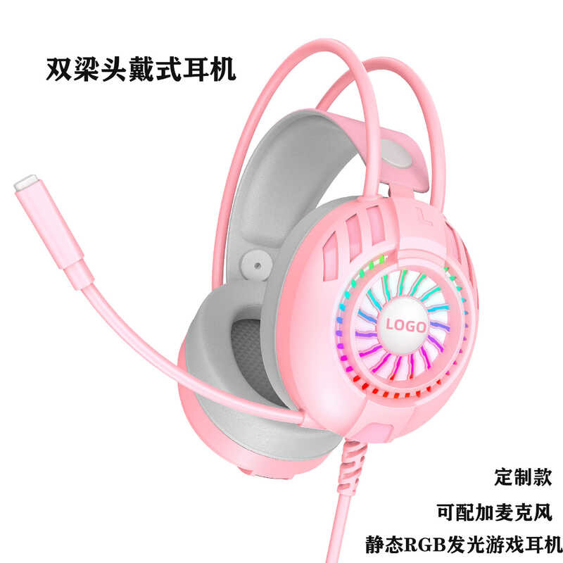 Double Ended Beam Static RGB Luminous Gaming Headset Computer Wired E ...