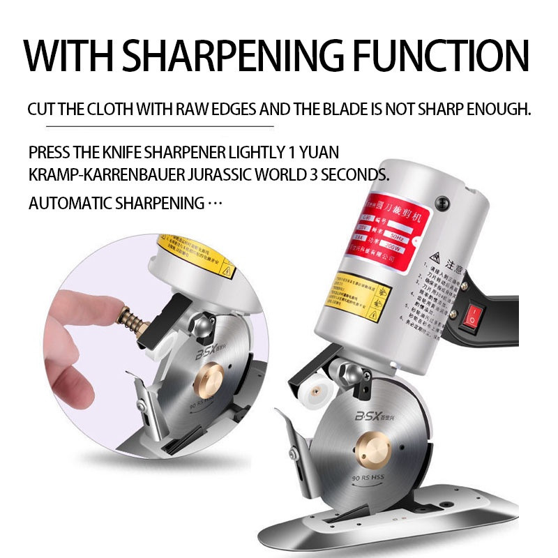 Electric Cloth Cutter Portable Round Knife Cloth Cutter 90mm Hand-held ...