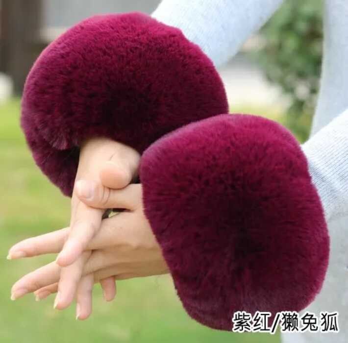 Rabbit Faux Cuffs Fur Wrist Sleeve Decor Jackets Sleeve Hand Ring ...