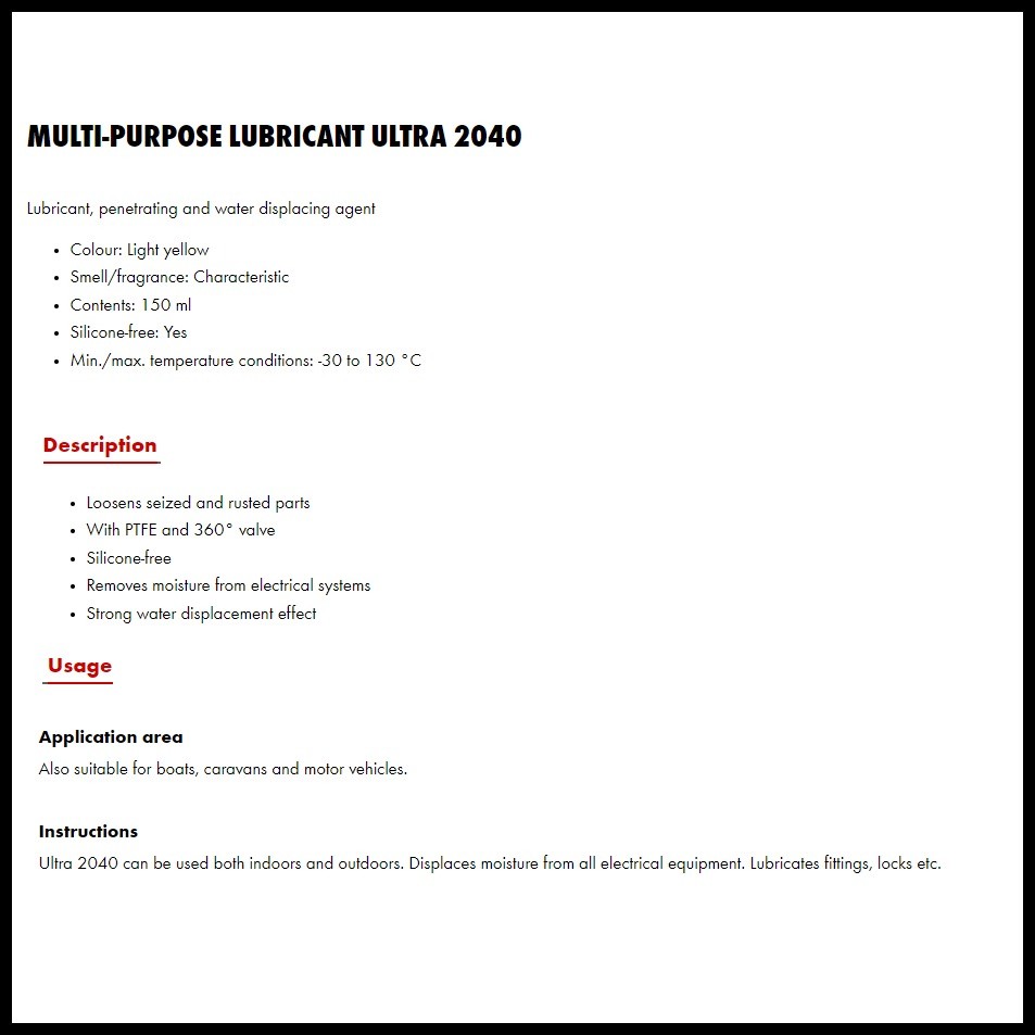 WURTH MULTI PURPOSE LUBRICANT ULTRA 2040 150ml | Shopee Philippines