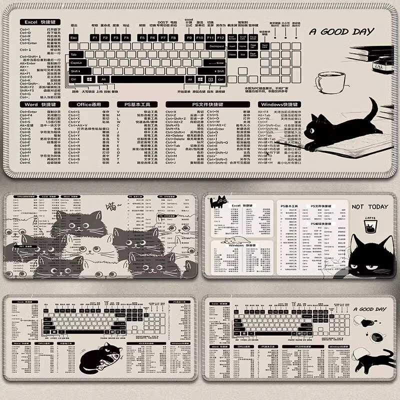 A complete list of cat shortcuts keys, mouse oversized desk pad ...
