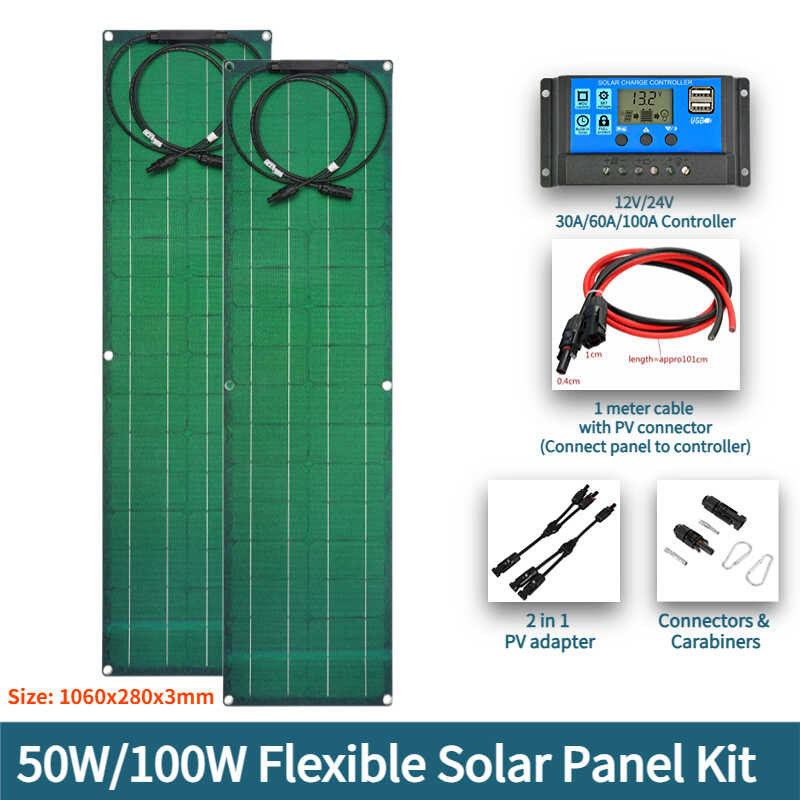 ETFE 100W 50W Solar Panel Kit Flexible Monocrystale PV Module High ...