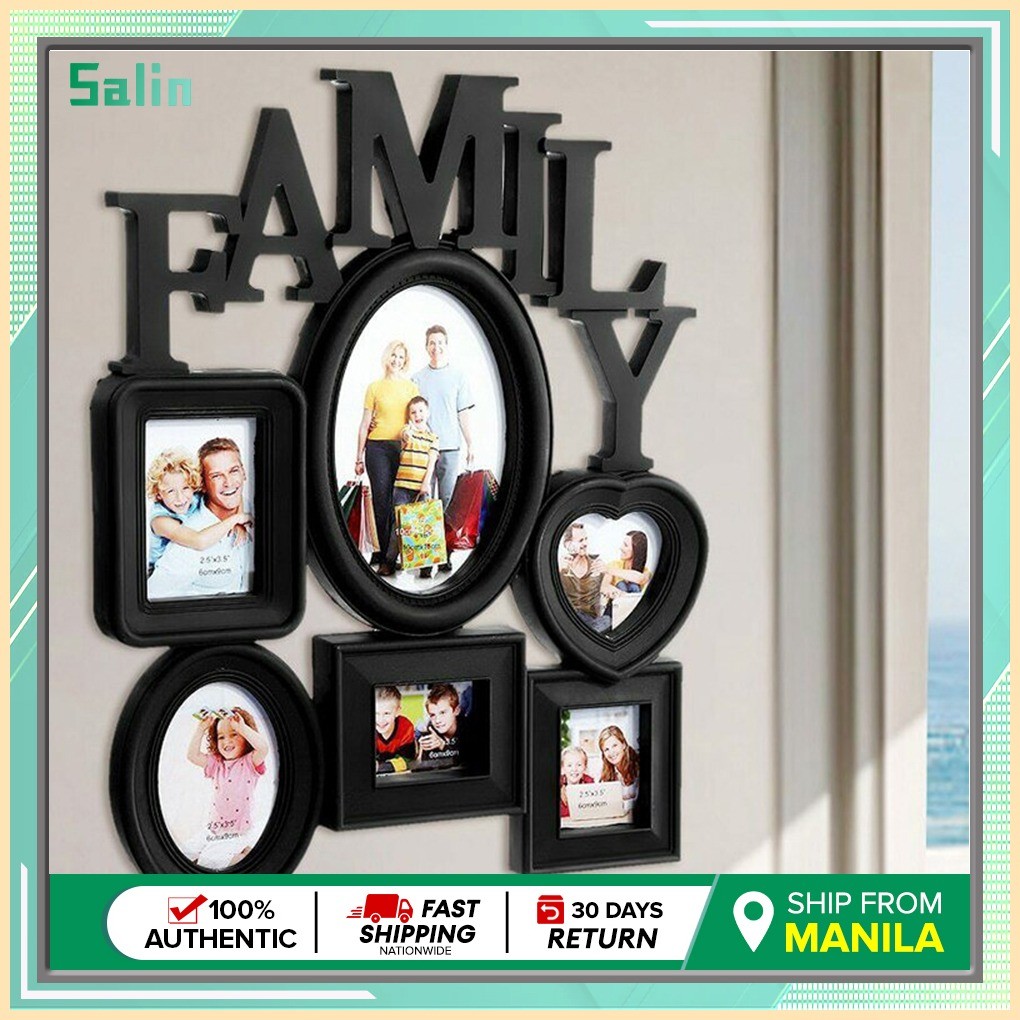 Family Photo Frames Wall Hanging Combination 6 Pictures Holder Display ...