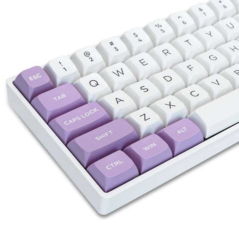 Xj 189 PBT Double-Shot Purple White ISA Profile Keycaps Kit Backlit Key ...