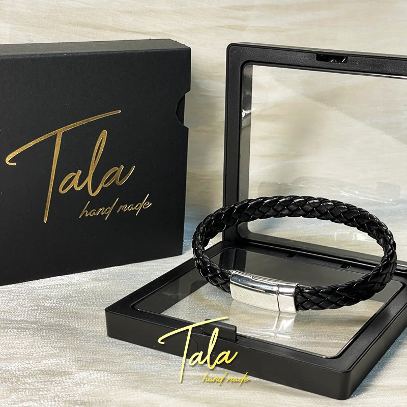 TALA hand made Men's Bracelet Leather Rope Bracelet 18K Gold Magnetic ...
