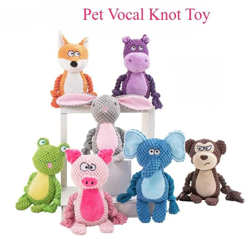 Pet 6 Pluh Sound Cotton Rope Fox Frog Elephant Shaped Dog Toy ...
