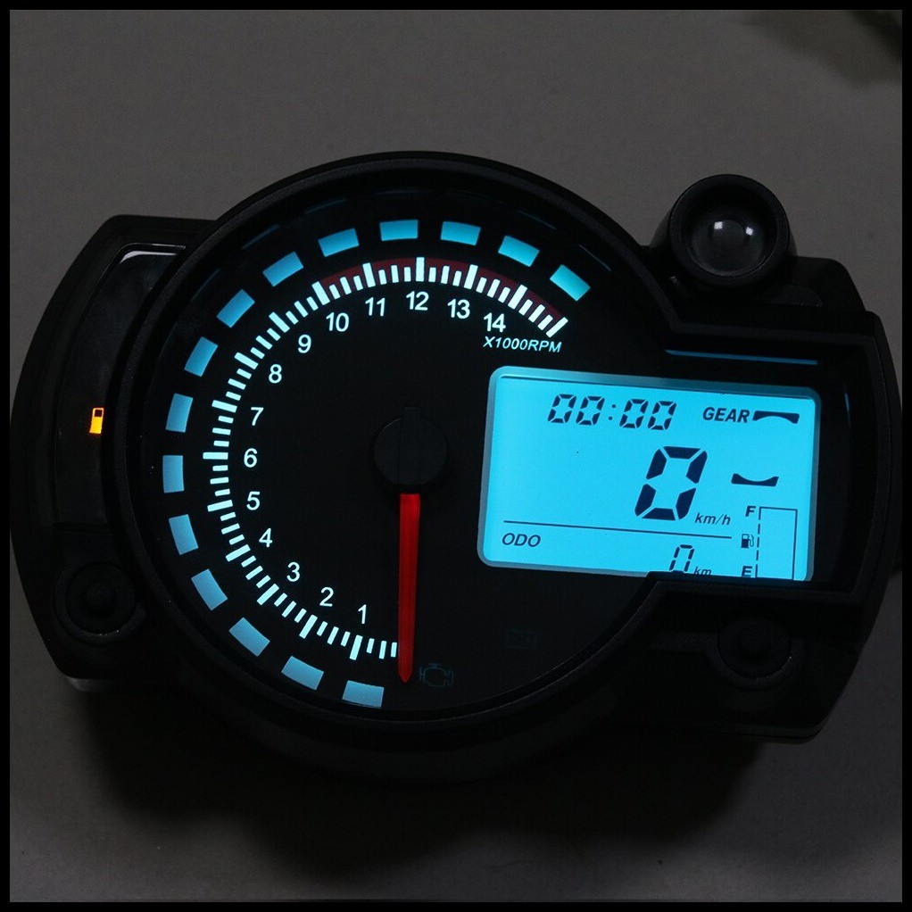 Motorcycle LCD Digital Gauge Indicator Speedometer 15000RPM Waterproof ...