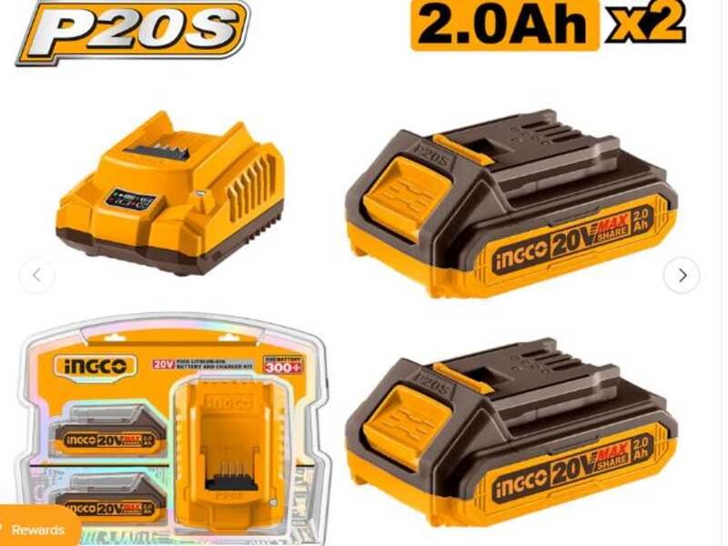 INGCO Fbcpk1222 P20s 20V Lithium-Ion Battery And Charger Kit | Shopee ...