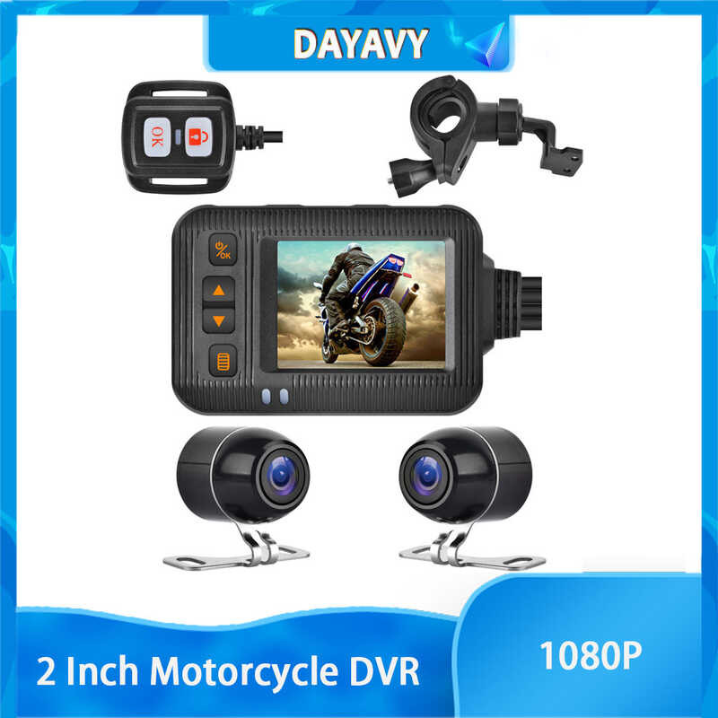 DAYAVY 1080P Waterproof Motorcycle Dash Cam 2 Inch Front Camera Video ...