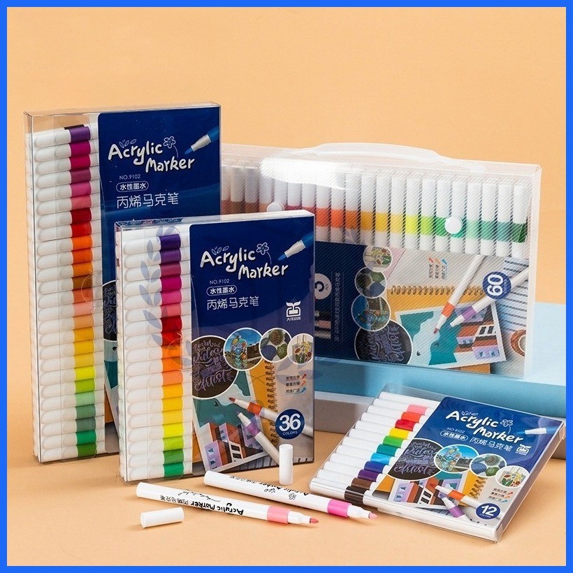 12/24/36/48/60 Colors Acrylic Marker Pen Set DIY Waterproof Highlighter ...
