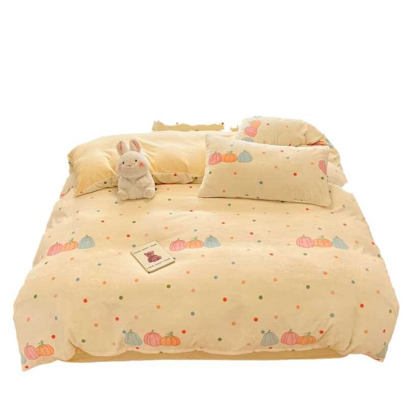 Ins Winter Thick Velvet Milk Velvet Four Piece Set Double-Sided Coral ...