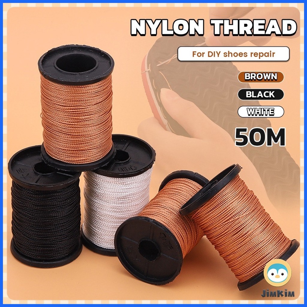 JimKim 50m Nylon Thread Durable Flat Hand Stitching Handicraft Cord ...