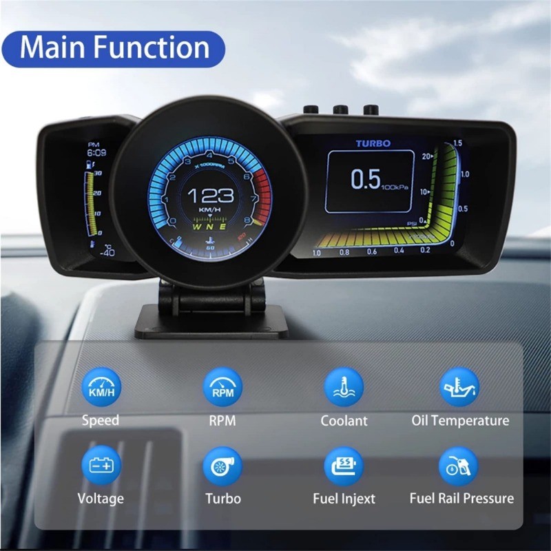 A600 OBD2 Car HUD Car Head Up Display Multifunction Instrumentation with OBD2 + GPS Dual System ...