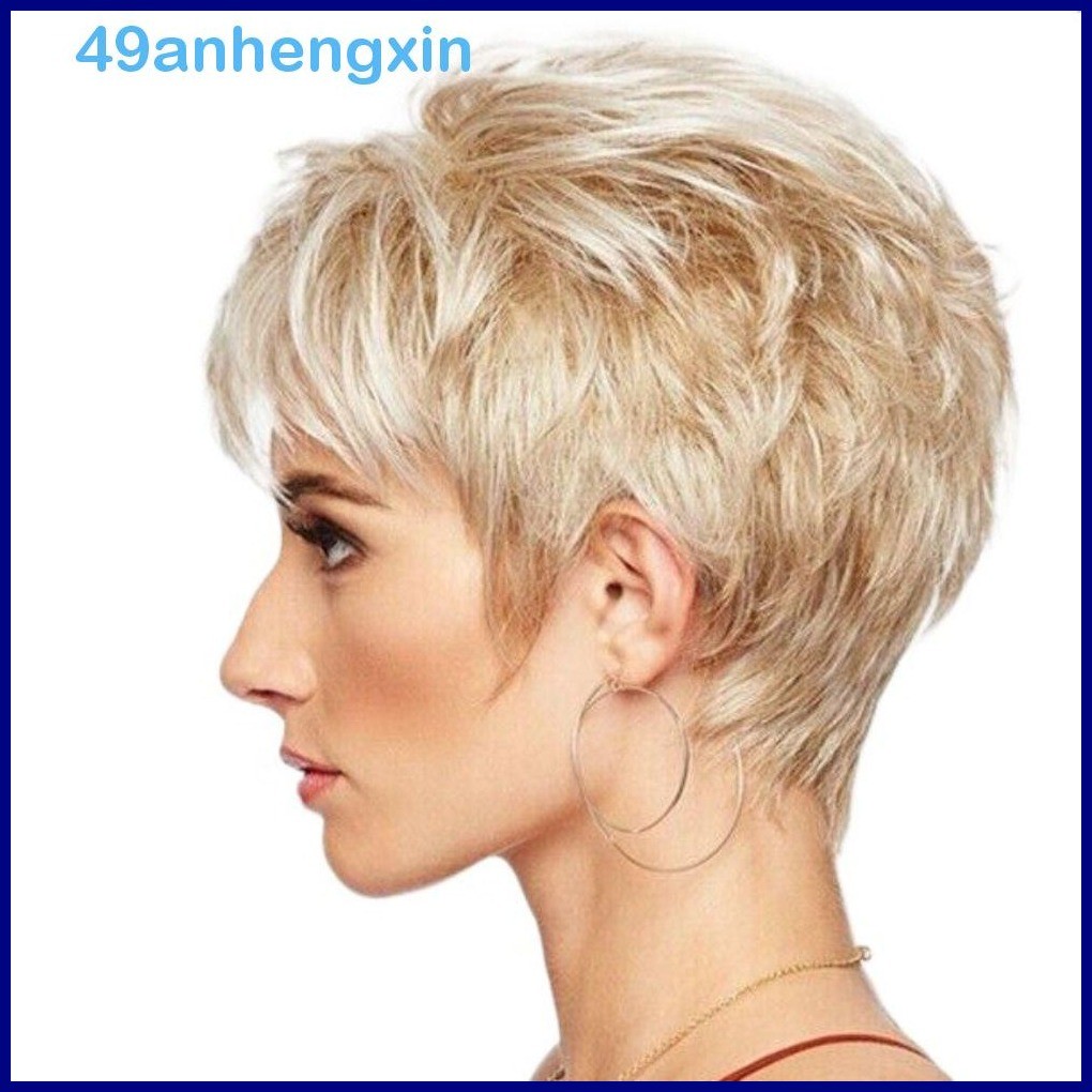 ANHENGXIN Pixie Cut Wigs, Natural Synthetic Short Hair Wigs, Fashion Hair Extension Fluffy ...