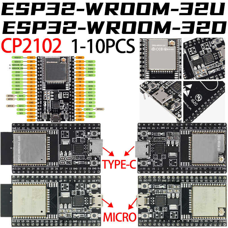 ESP32-WROOM-32U ESP32-WROOM-32D TYPE-C/MICRO ESP32 board ESP32-DevKitC ...