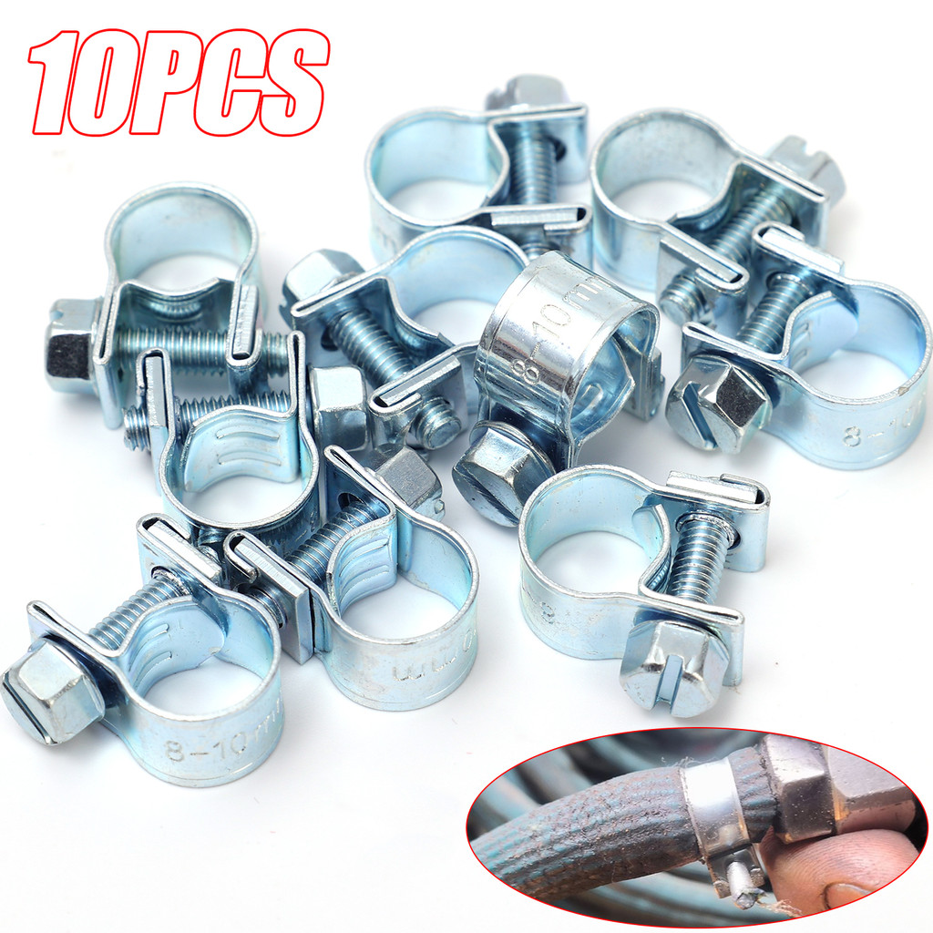 10Pcs Car Fuel Hose Clips Assortment Set Mini Iron Galvanized Air Hose ...
