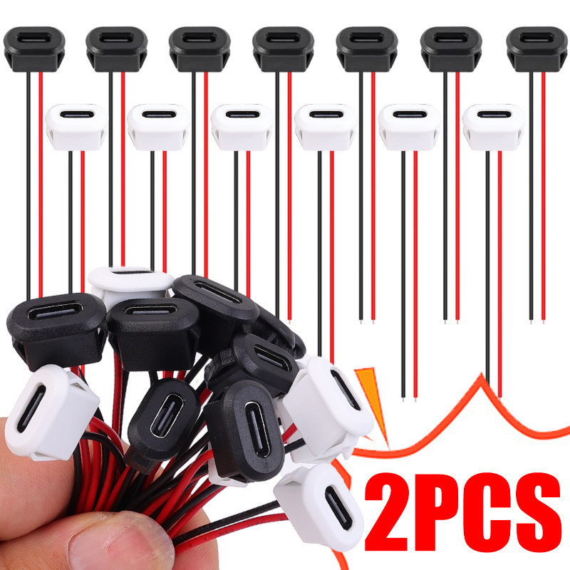 2/4/6pcs Type-C Female Socket Connector - 2 Pin Type C Female Connector ...