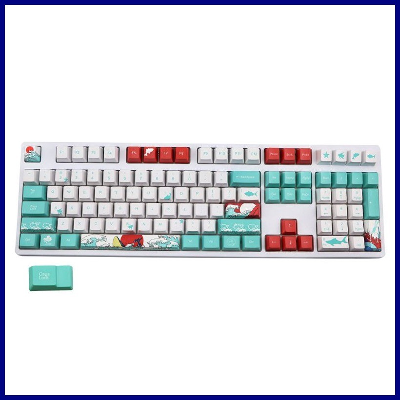 CRE 5 Sides Dye-Sublimation 109 Ukiyo-e Sea Waves Keycap Mechanical ...