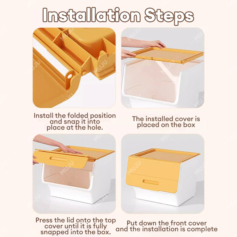 MUJU Flip Top Storage Box Stackable Storage Box Organizer Multifunction ...