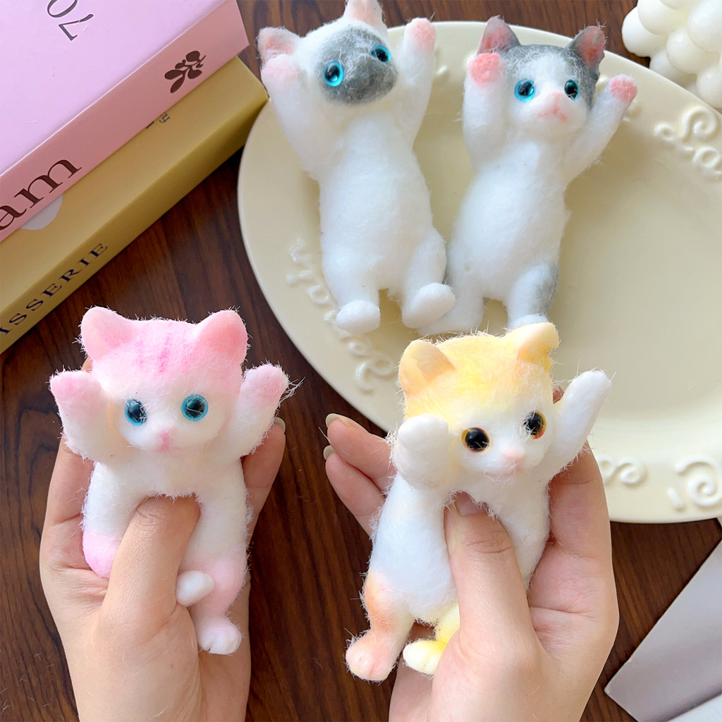 Comfortable Soft TPR Cat Figurine Hand Pinching Sensory Toy - Squeezing ...