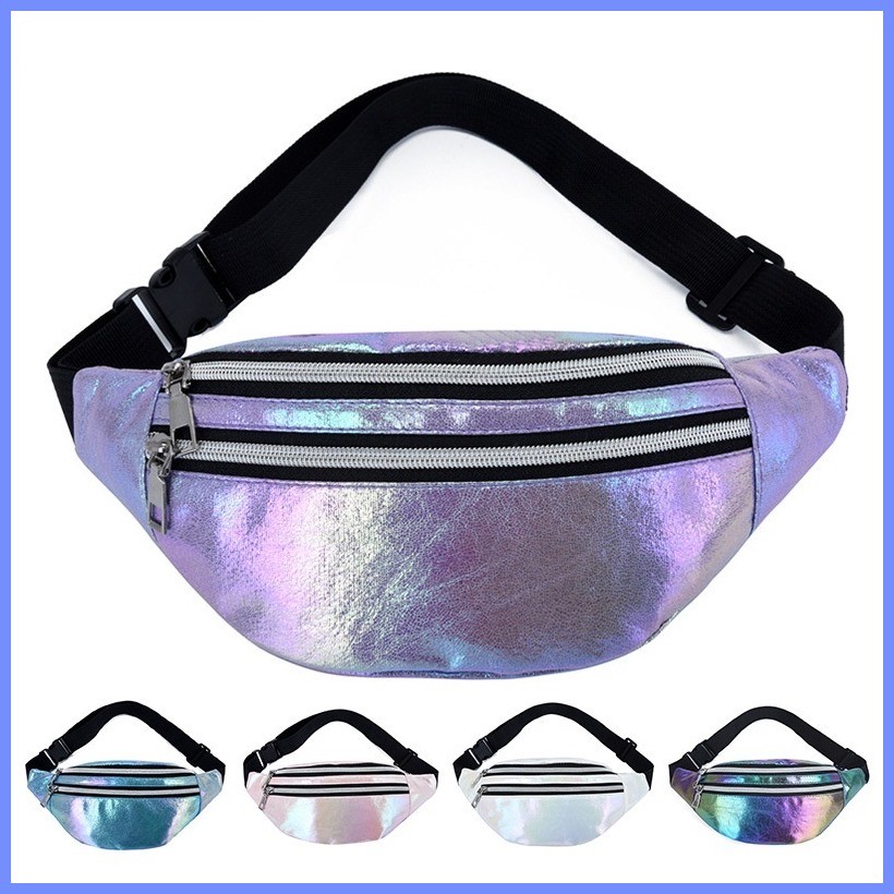 New Holographic Fanny Pack Hologram Waist Bag Laser PU Beach Travel ...