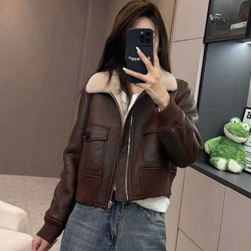 New 2 ☆ Winter Short Leather Jacket, Small And Thick Leather Jacket ...