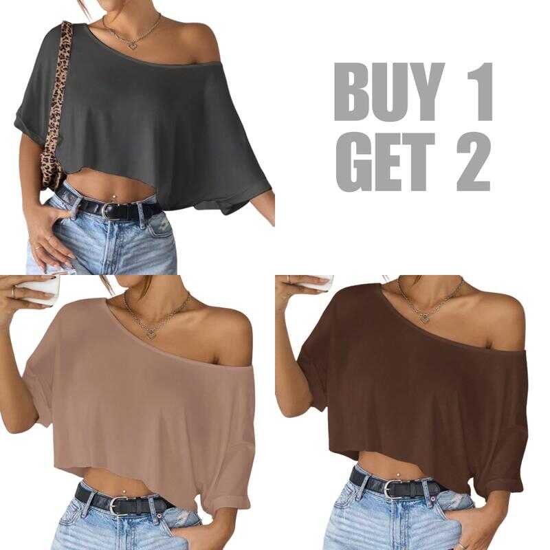 Buy 1 Take 2 (Total Of 3) Oversized Top Off Shoulder T-Shirt Hanging ...