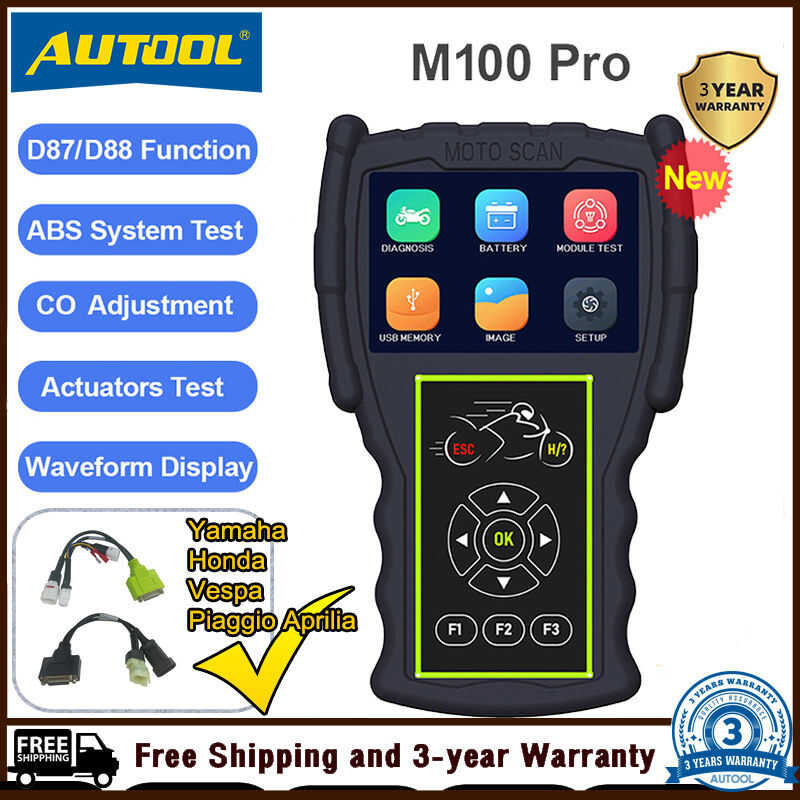 AUTOOL JDiag M100 Pro Moto Scan Code Reader OBD OBD2 Scanner Motorcycle ...