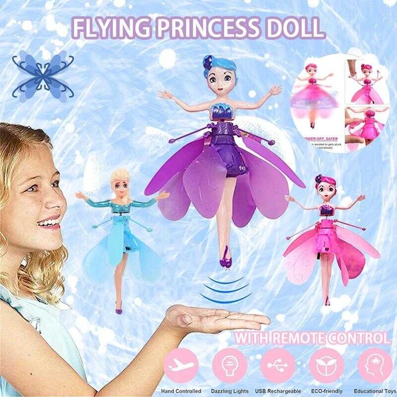 Flying Princess Doll Toy Magic Wings Infrared Sensor Control Children's ...