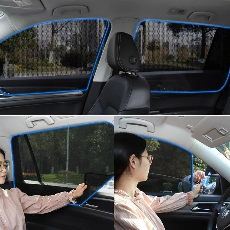 1/2/4Pcs Magnetic Car Sun Shade / Foldable UV Protection Car Curtain ...