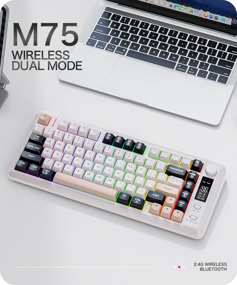 ZIYOULANG M75 Wireless Bluetooth Dual-Mode Mechanical Feel Keyboard ...