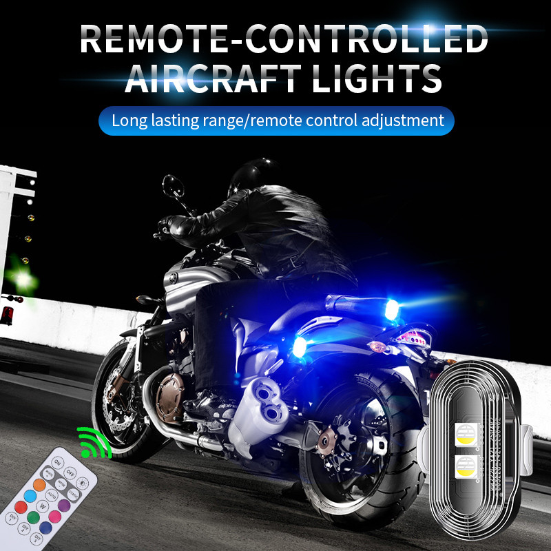 SEAMETAL Motorcycle Warning Light Flashing Indicator 7 Color Remote RGB ...