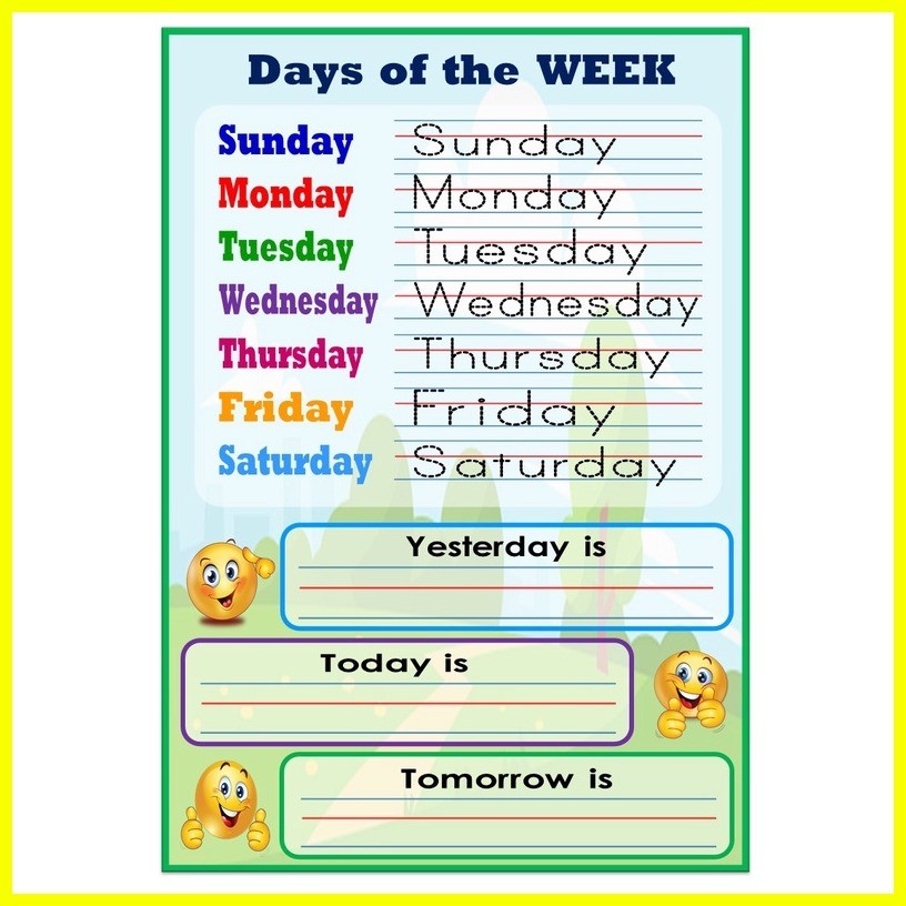 Laminated A4 Chart: Days of The Week/ Mga Araw sa Isang Linggo (English ...