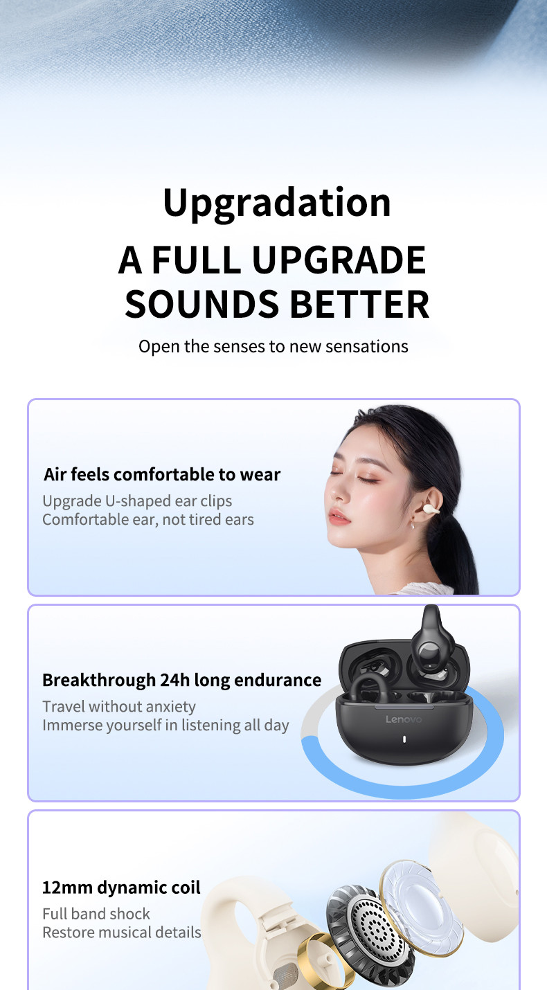 Lenovo Earbuds EA420 Bluetooth Wireless Earbuds TWS U-shaped Ear Clip ...