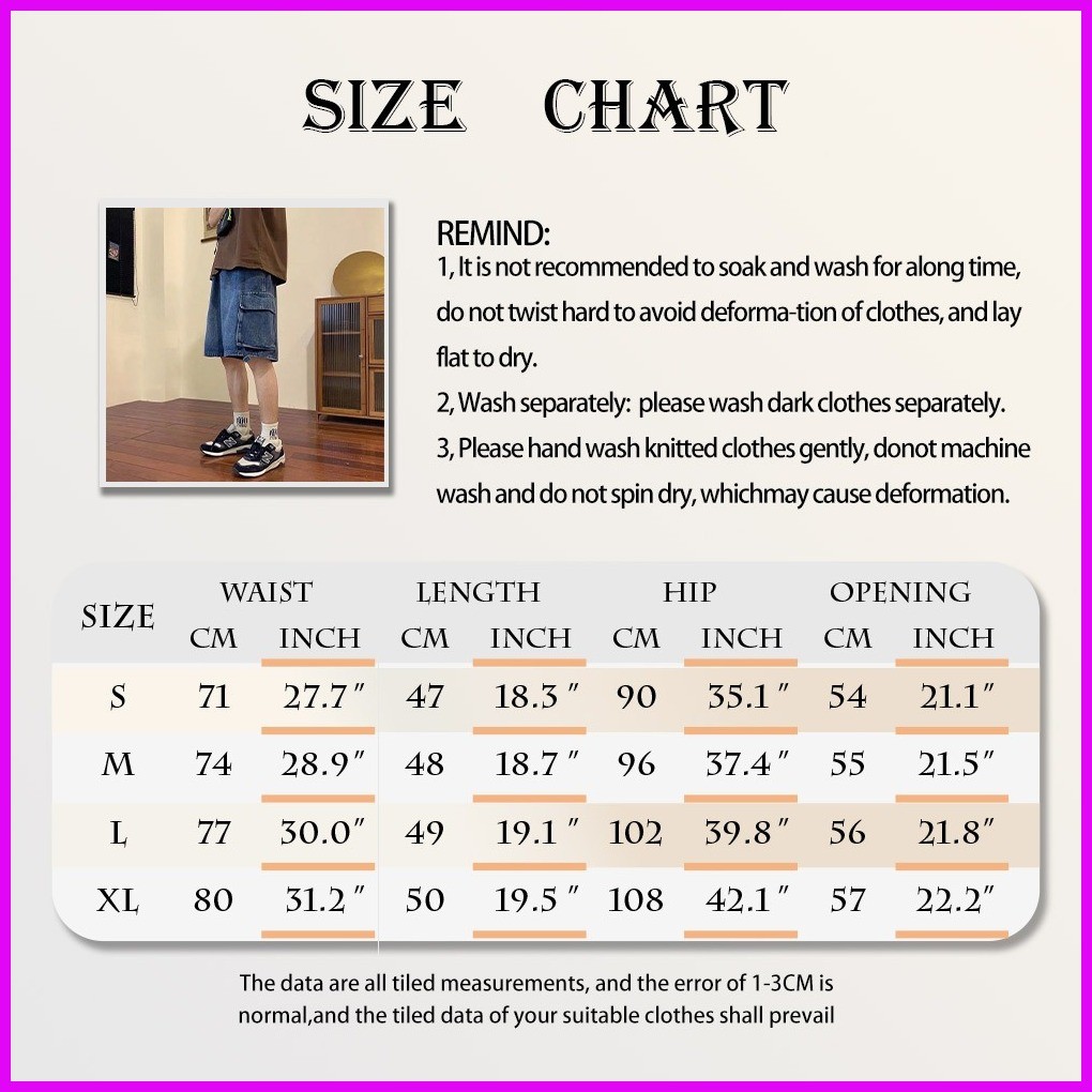 FEARLESS Cargo Shorts Denim Maong Jorts Oversize Retro Pocket Baggy ...