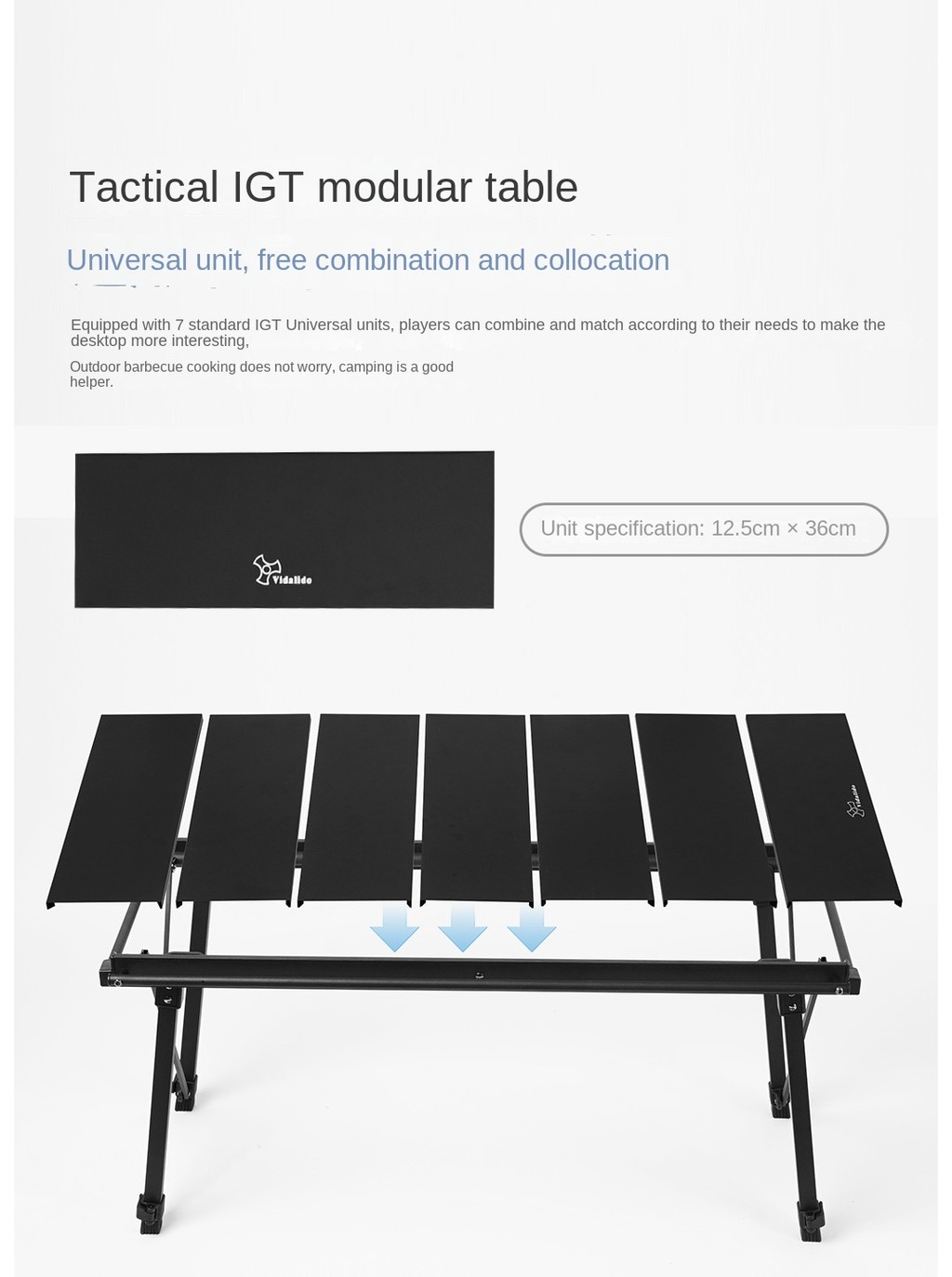 Vidalido IGT Modular Folding Table Tactical Integrated Grill Split Splicing Table Height ...