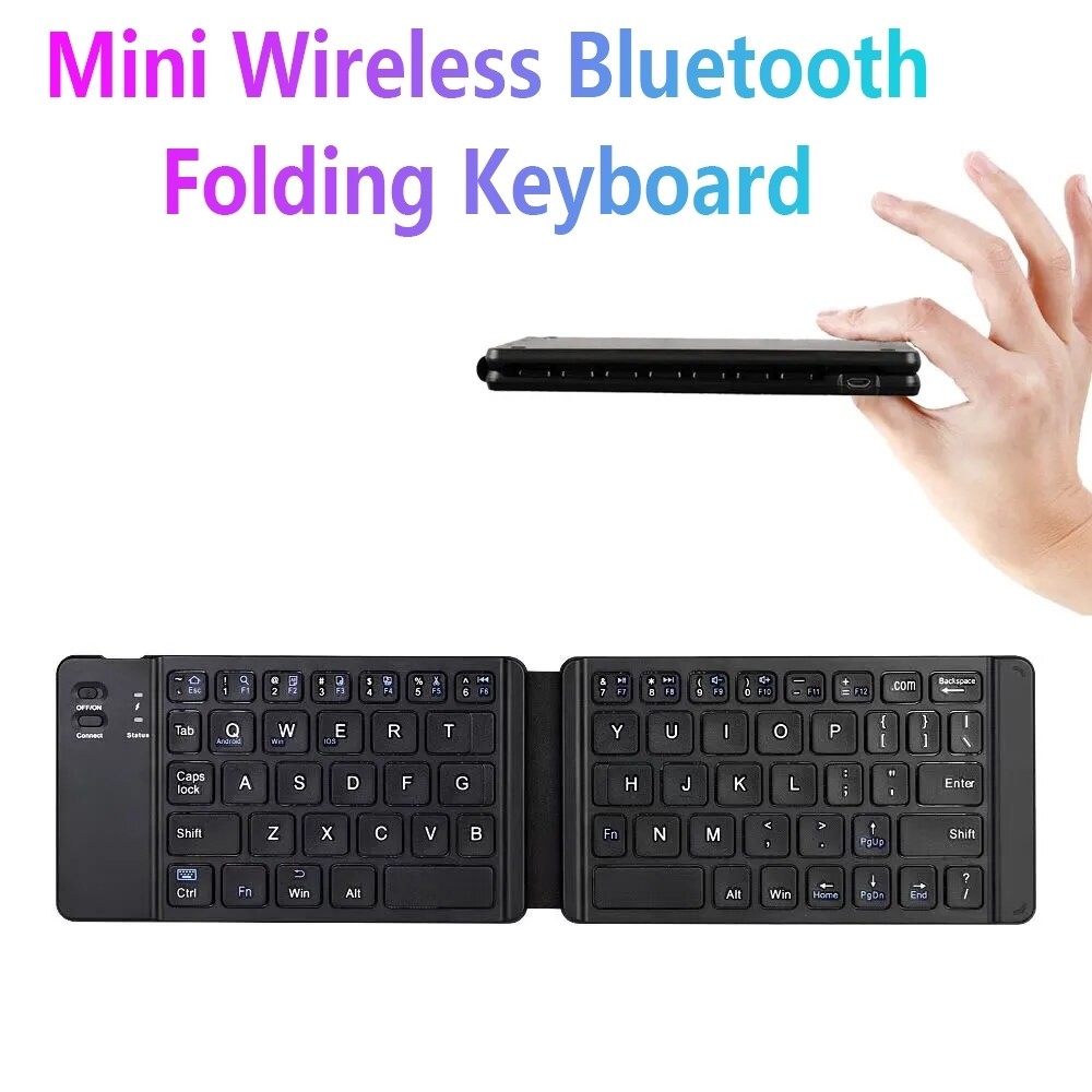 Mini Folding Portable Wireless Bluetooth Keyboard Rechargeable Office ...