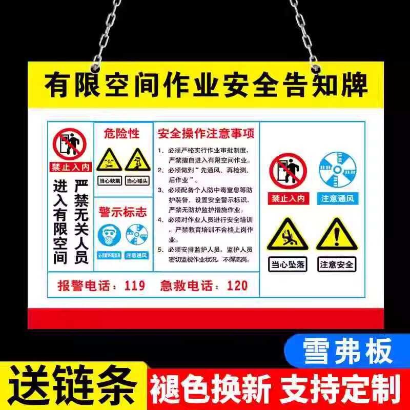 Mga Restricted and confined space notification, mga hanging tags ...