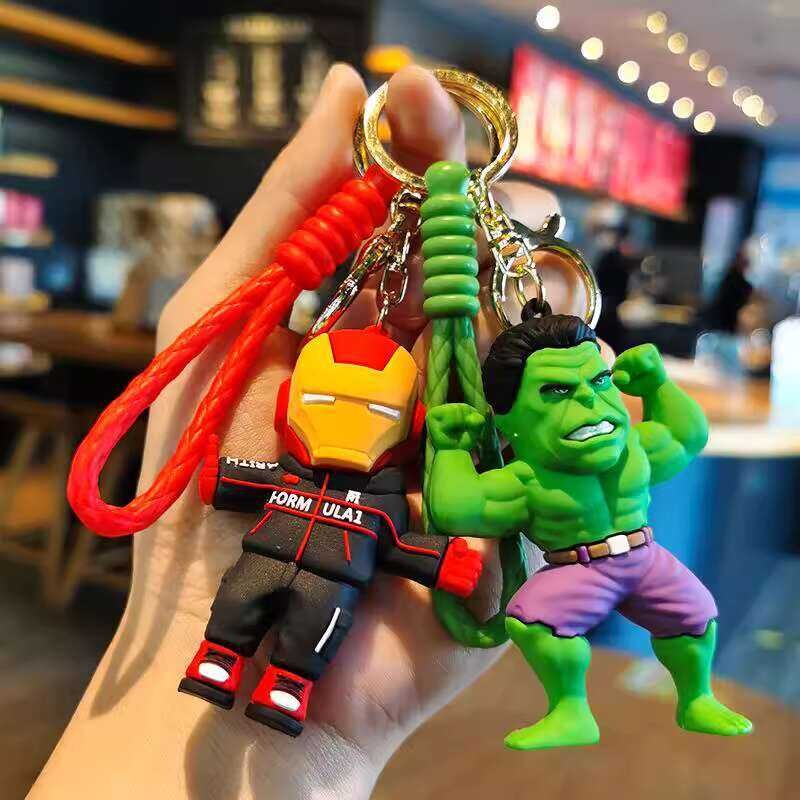 Cartoon Spider-Man Keychain PVC Captain America Iron Man Avengers ...