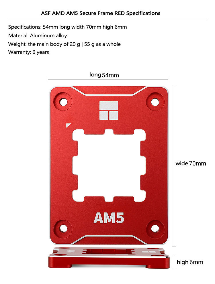 Thermalright ASF AM5 CPU Bending Corrector Frame Black/Red AMD Fastener ...