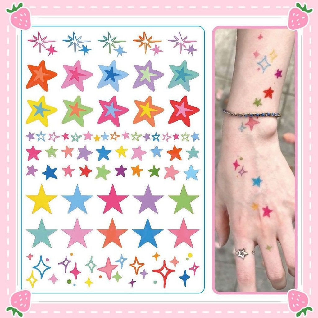 ♞Colorful Stars Small Fresh Anti-Music Festival Face Stickers Tattoo ...