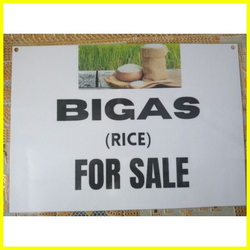 Laminated Bigas for Sale Signages A4 Size makapal 250mic glossy matibay ...