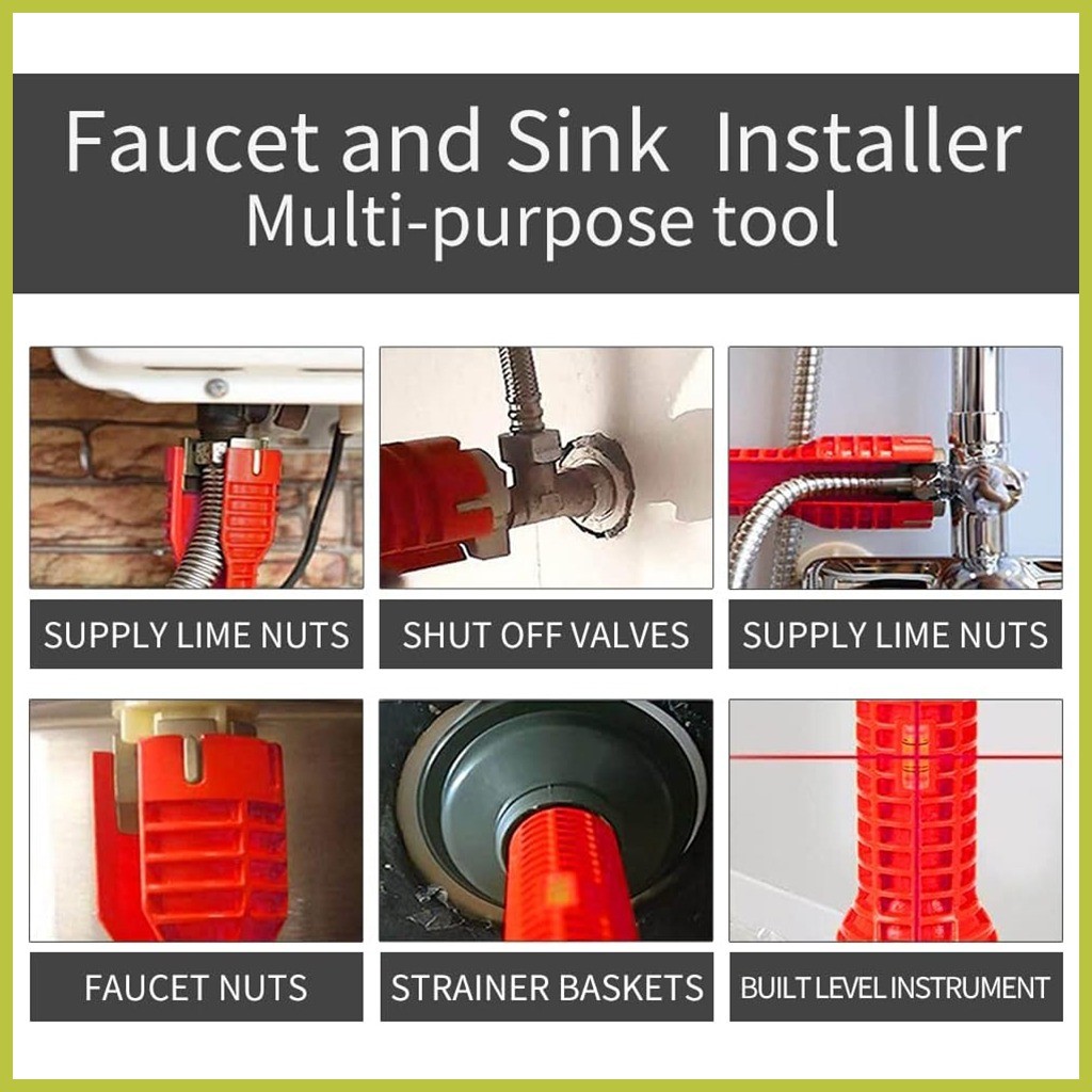 ⛅ Multifunctional 5 in 1 Faucet and Sink Installer Tool Wrench Spanner ...