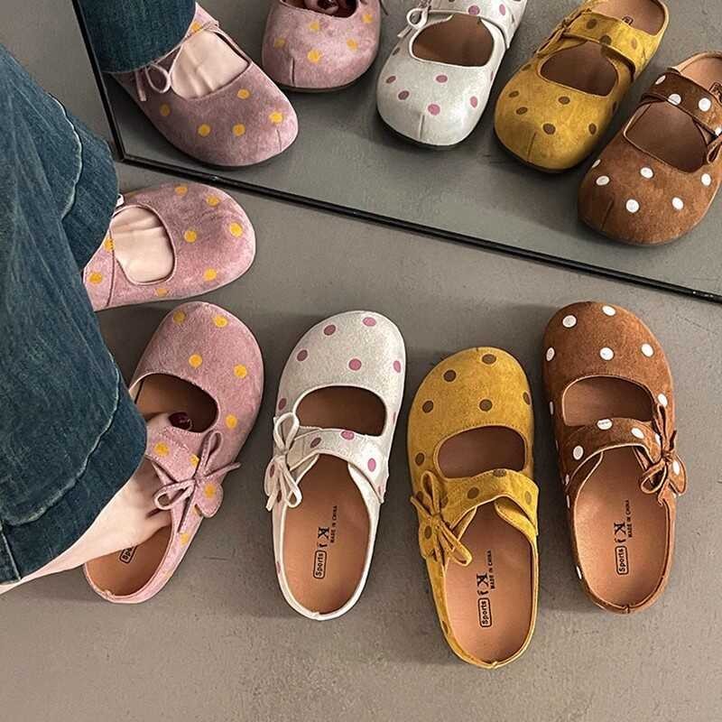 Polka Dot Niche Design Veatile Magic Tape Closed-Toe Spring New Outdoor ...