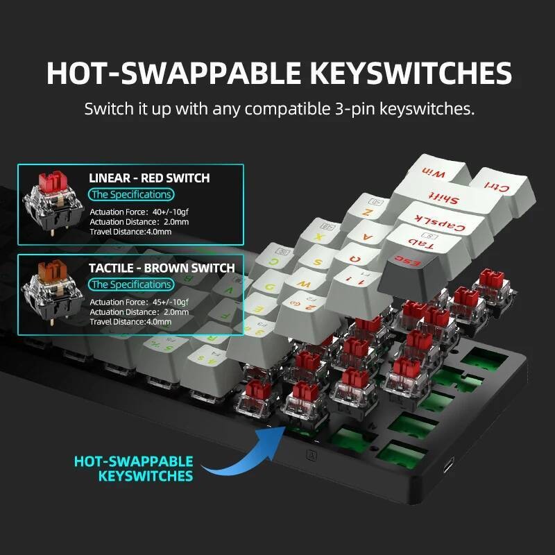 K78 ThundeRobot Mechanical Keyboad Hot Swap RGB Wired Gaming Keyboard ...