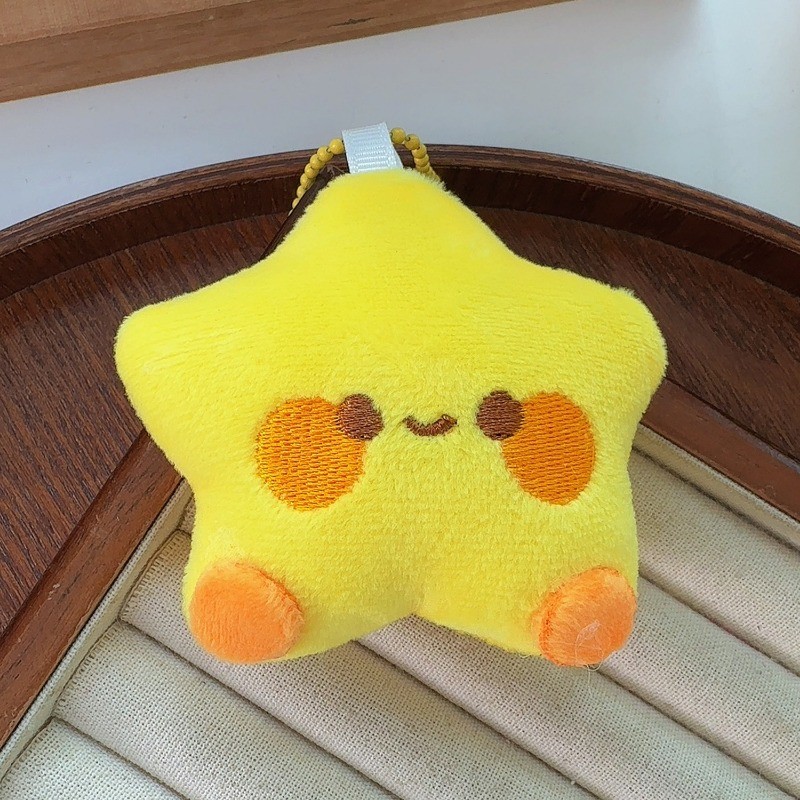 Multi-Style Cute Yellow Star Plush Keychain Fluffy Stuffed Five-pointed ...