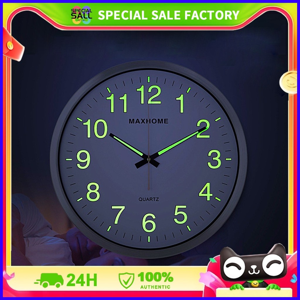 12-Inch Durable Glow-in-the-Dark Clock Glow-in-the-Dark Aesthetic ...