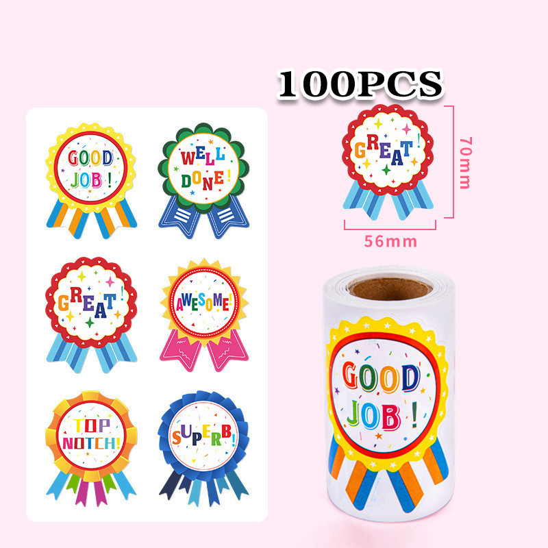 100pcs Medal Label Reward Badge Sticker Adhesive Encourage Award ...