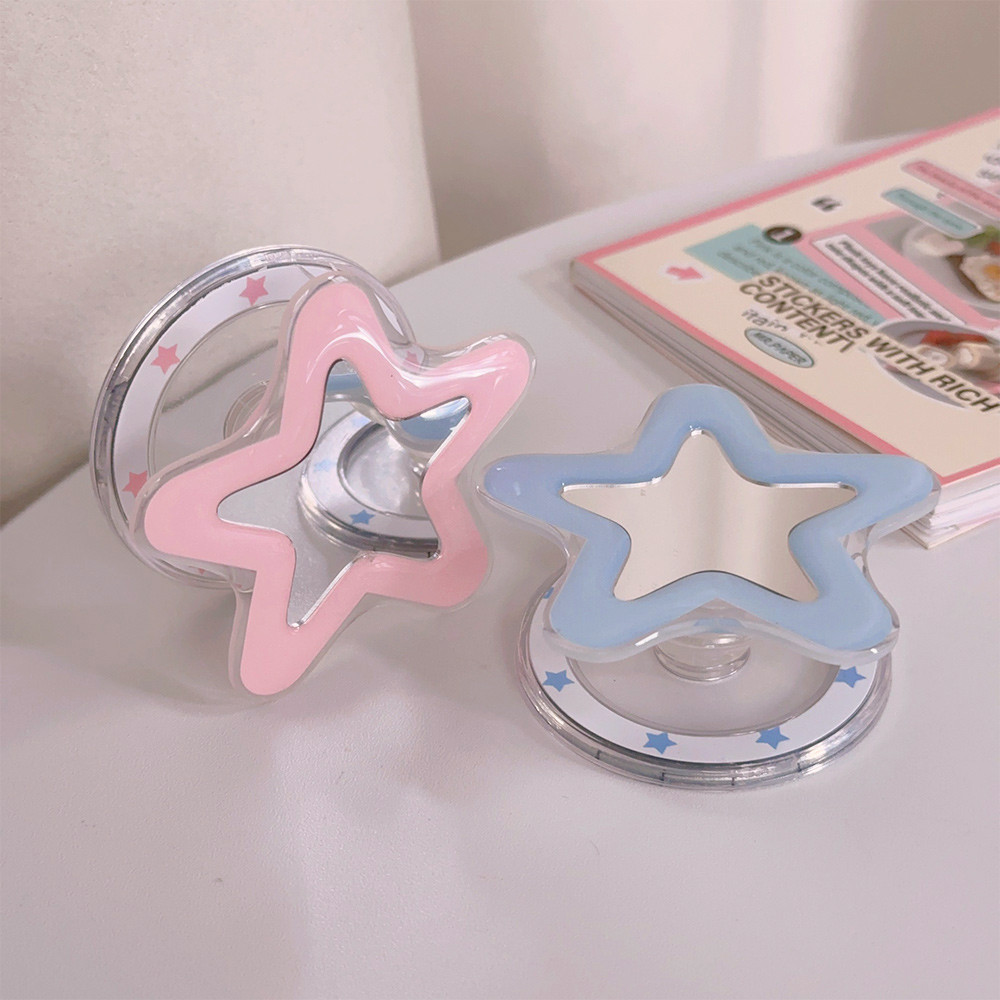 Cute Love Heart Star Mirror Magnetic Phone Holder Griptok Wireless Charge Grip Tok for iPhone ...