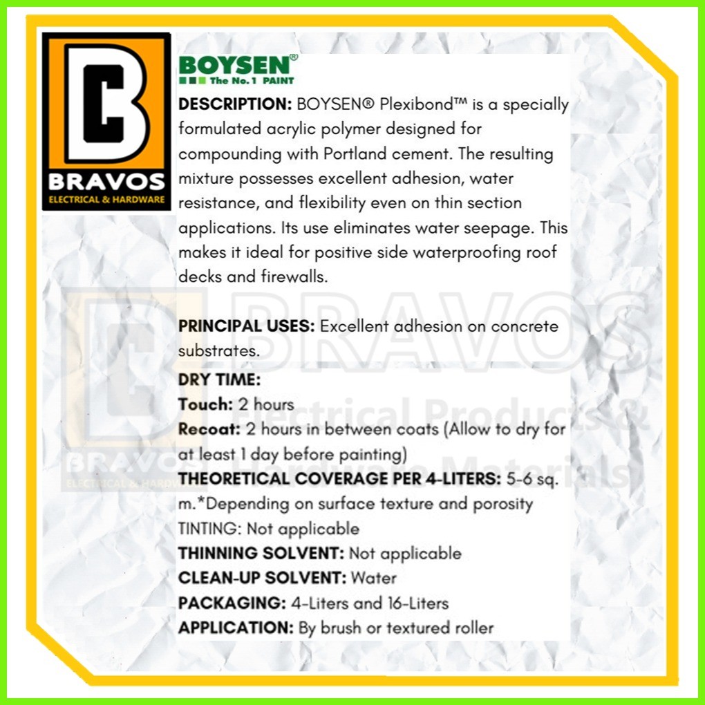 BOYSEN Plexibond 4 Liters Waterproofing B7760 4L L Flexibond Gallon ...